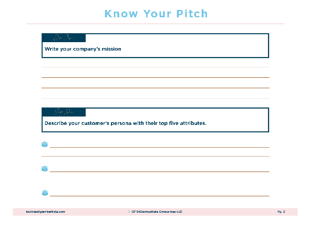 Know Your Pitch Worksheet - Choose Your Metric